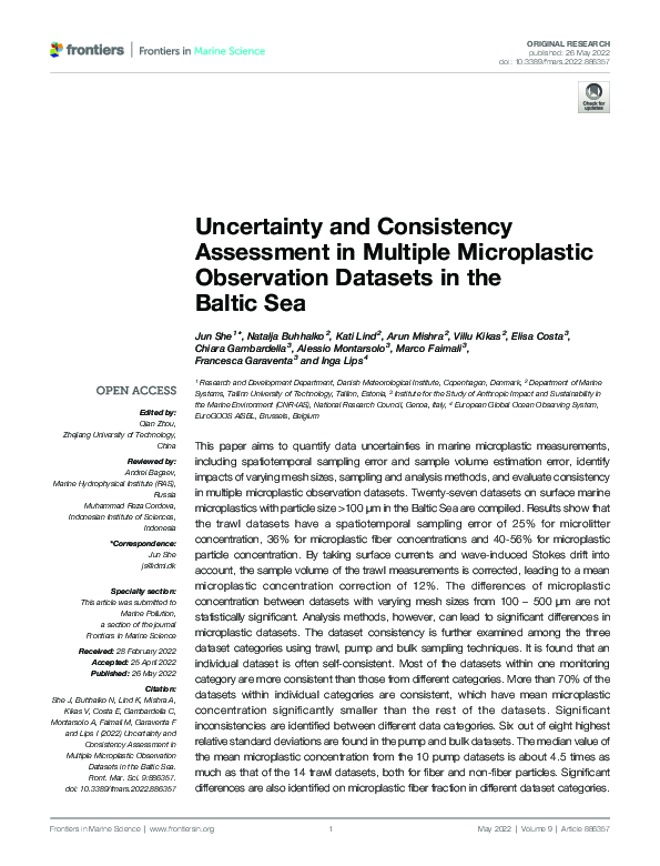 (PDF) Uncertainty and Consistency Assessment in Multiple Microplastic ...