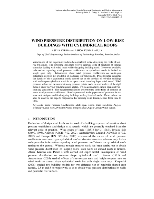(PDF) Wind Pressure Distribution on Low-Rise Buildings with Cylindrical ...