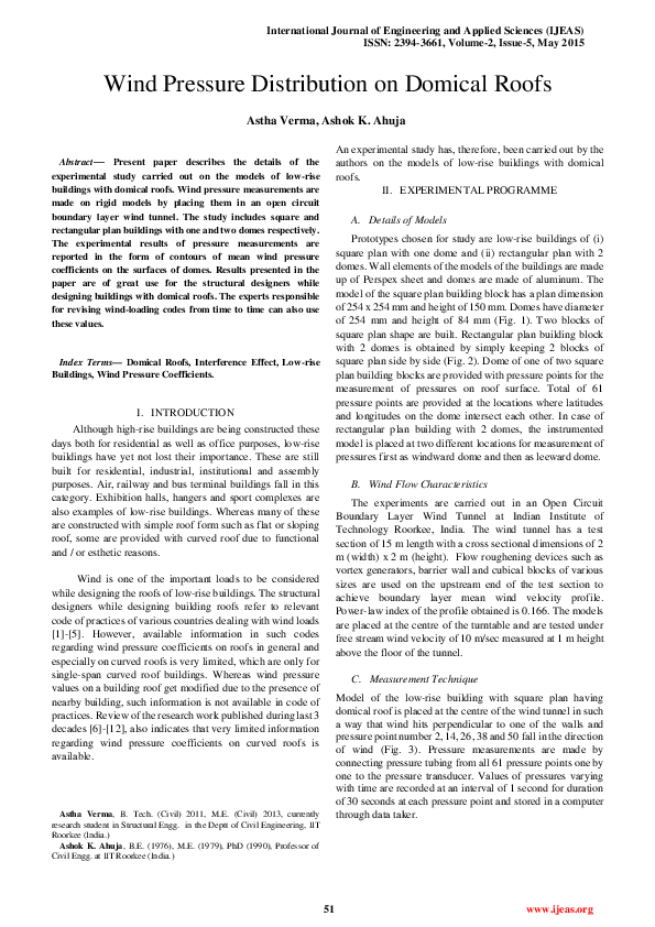 (PDF) Wind Pressure Distribution on Domical Roofs