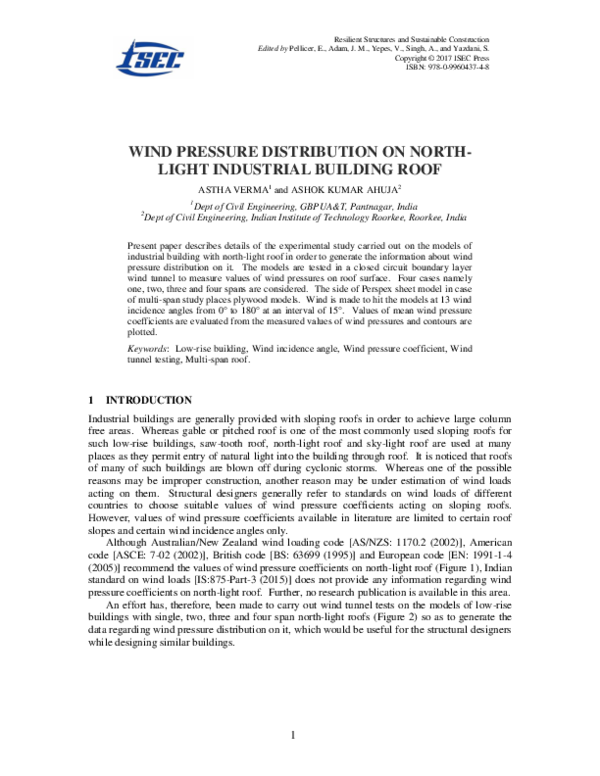 (PDF) Wind Pressure Distribution on North-Light Industrial Building ...