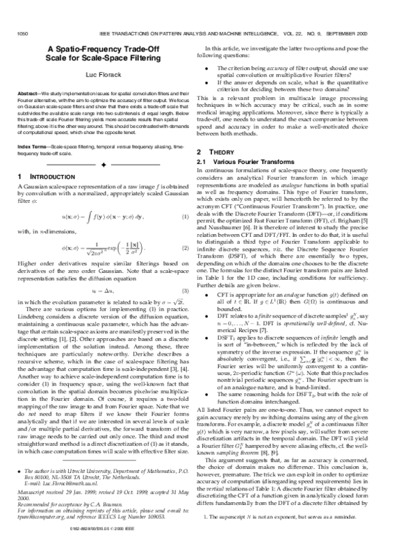 (PDF) A spatio-frequency trade-off scale for scale-space filtering