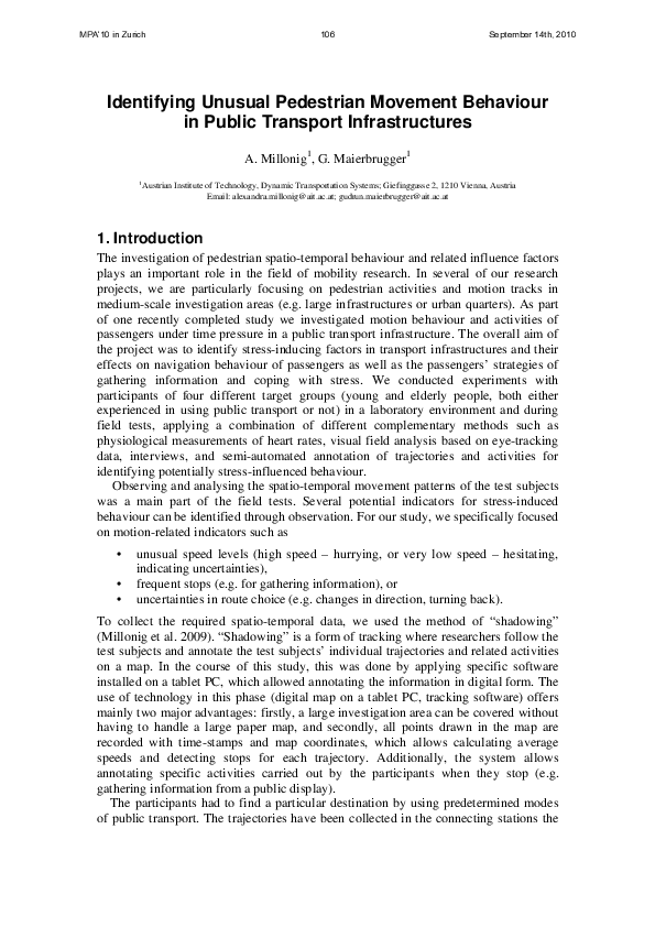 (PDF) Identifying Unusual Pedestrian Movement Behaviour in Public ...