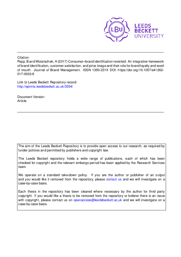 (PDF) Consumer–brand identification revisited: An integrative framework ...