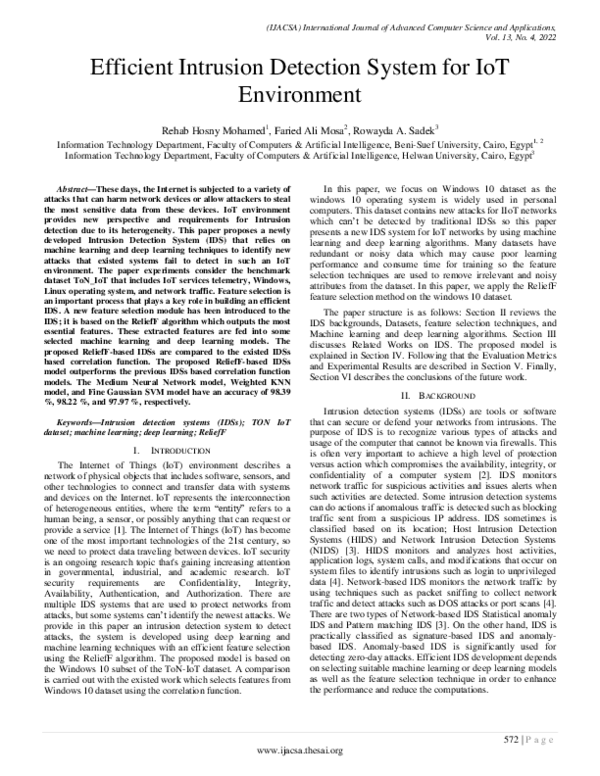 (PDF) Efficient Intrusion Detection System for IoT Environment