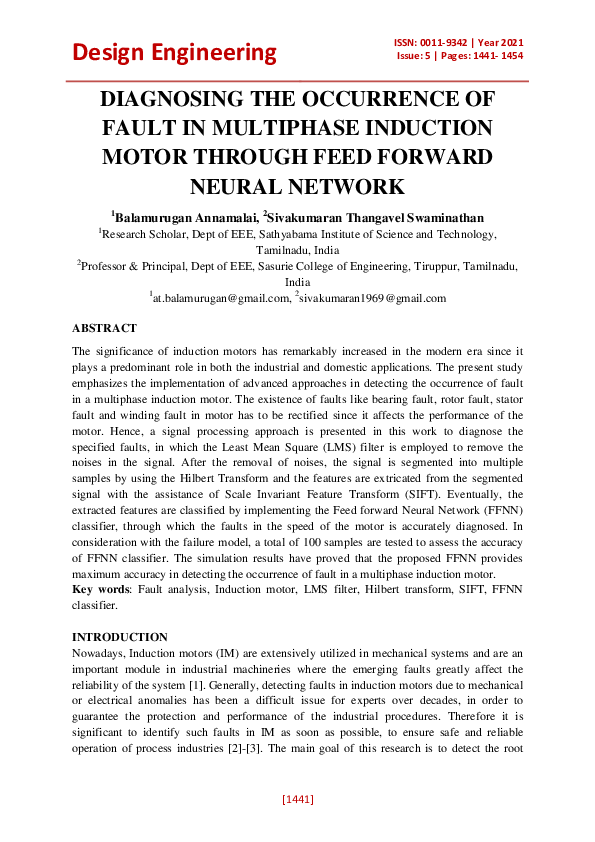 Pdf Diagnosing The Occurrence Of Fault In Multiphase Induction Motor
