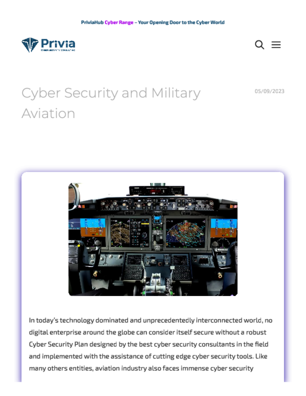 (PDF) Cyber Security and Military Aviation