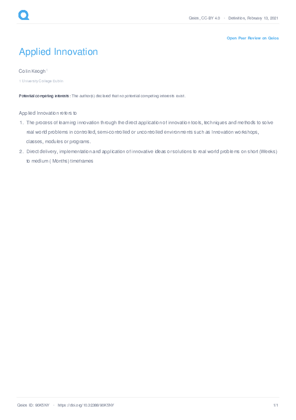 (PDF) Applied Innovation