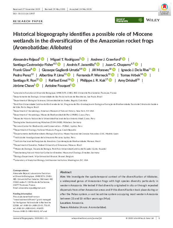 (PDF) Historical biogeography identifies a possible role of Miocene ...