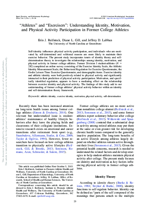 (PDF) “Athletes” and “exercisers”: Understanding identity, motivation ...