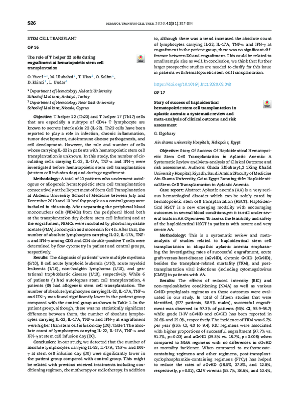 (PDF) Story of success of haploidentical hematopoietic stem cell transplantation in aplastic ...