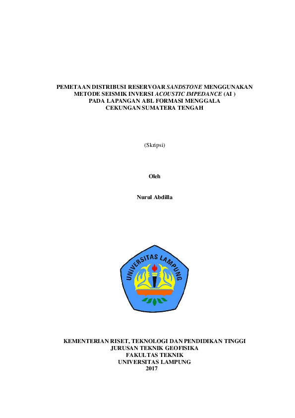 (PDF) Pemetaan Distribusi Reservoar Sandstone Menggunakan Metode ...