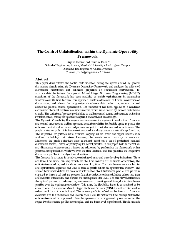 (PDF) The control unfalsification within the dynamic operability framework | Estiyanti Ekawati ...