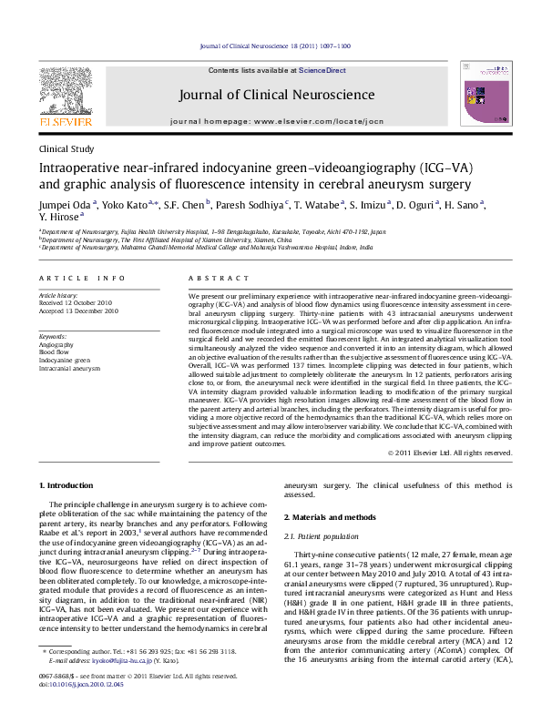 (PDF) Intraoperative near-infrared indocyanine green–videoangiography ...