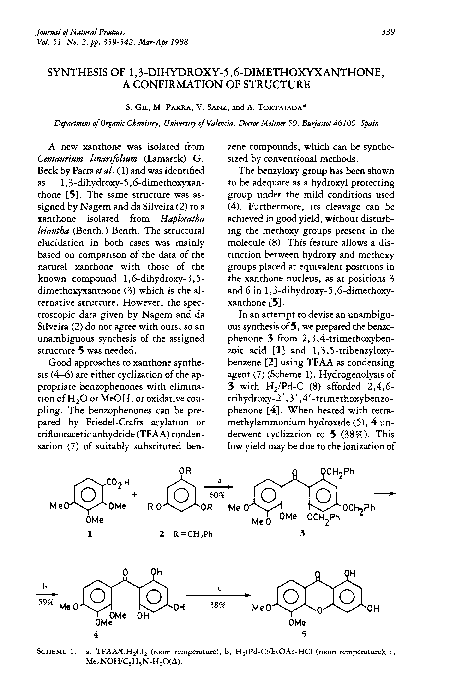 (PDF) Confirmation of 1,3-Dihydroxy-5,6-Dimethoxyxanthone Structure