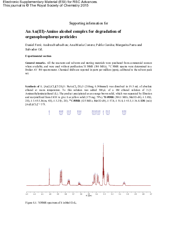 (PDF) An Au( iii )–amino alcohol complex for degradation of ...