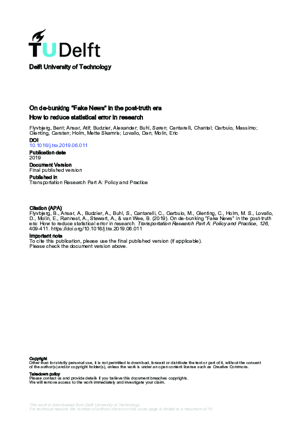 (PDF) On de-bunking “Fake News” in the post-truth era: How to reduce ...