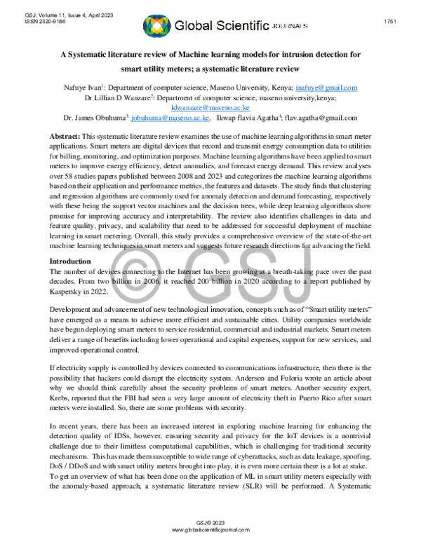 Pdf A Systematic Literature Review Of Machine Learning Models For Intrusion Detection For