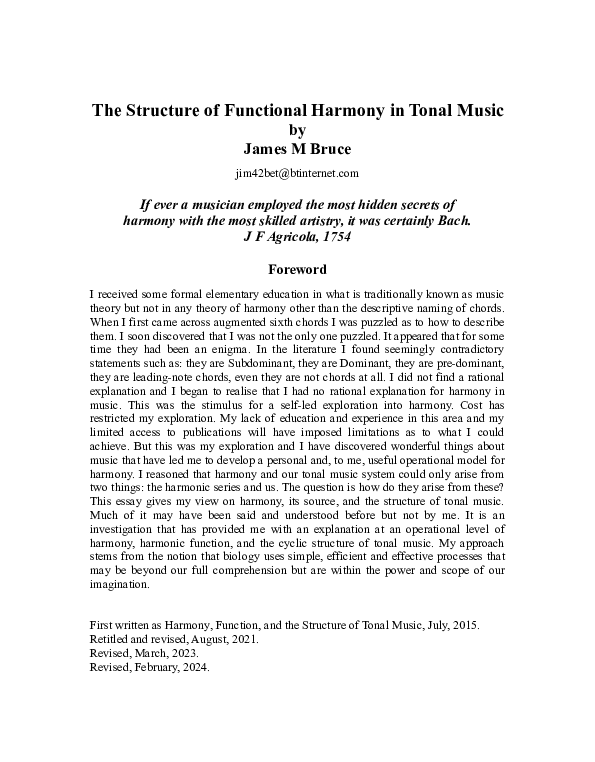 (PDF) The Structure of Functional Harmony in Tonal Music