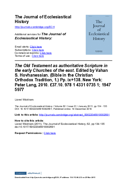 (PDF) The Old Testament as Authoritative Scripture in the Early ...