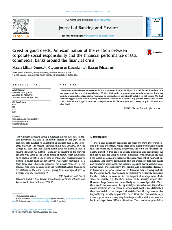 (PDF) Greed or good deeds: An examination of the relation between ...