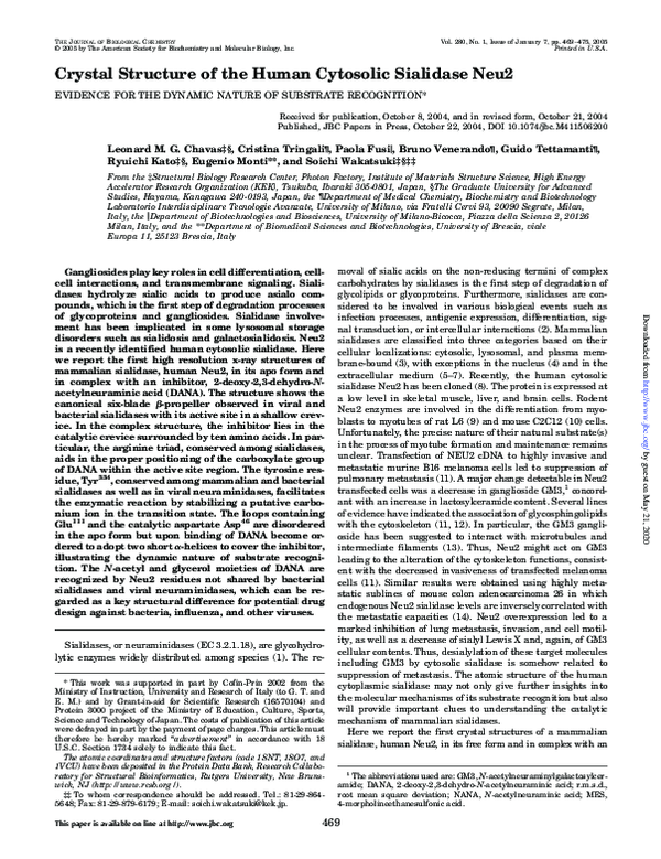 (PDF) Crystal Structure of the Human Cytosolic Sialidase Neu2