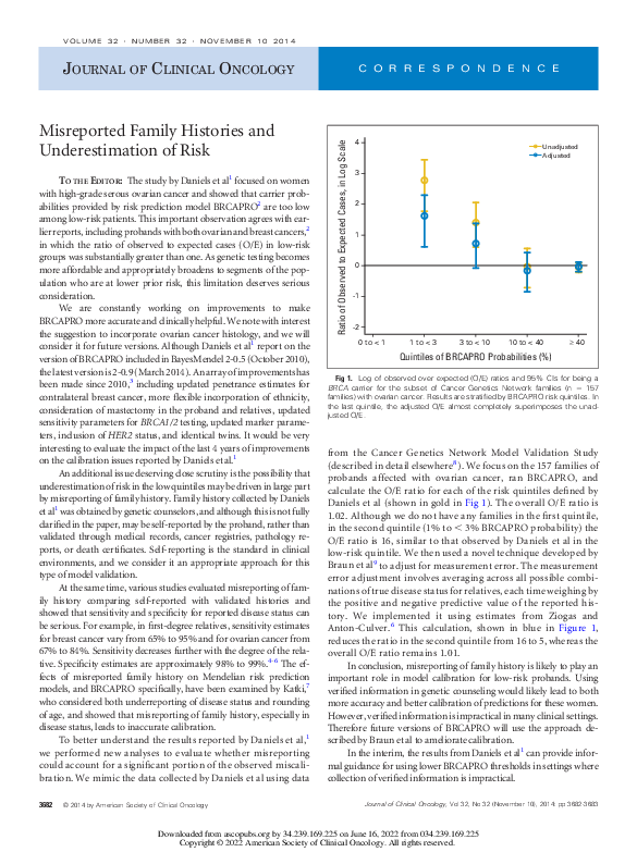 (PDF) Misreported Family Histories and Underestimation of Risk