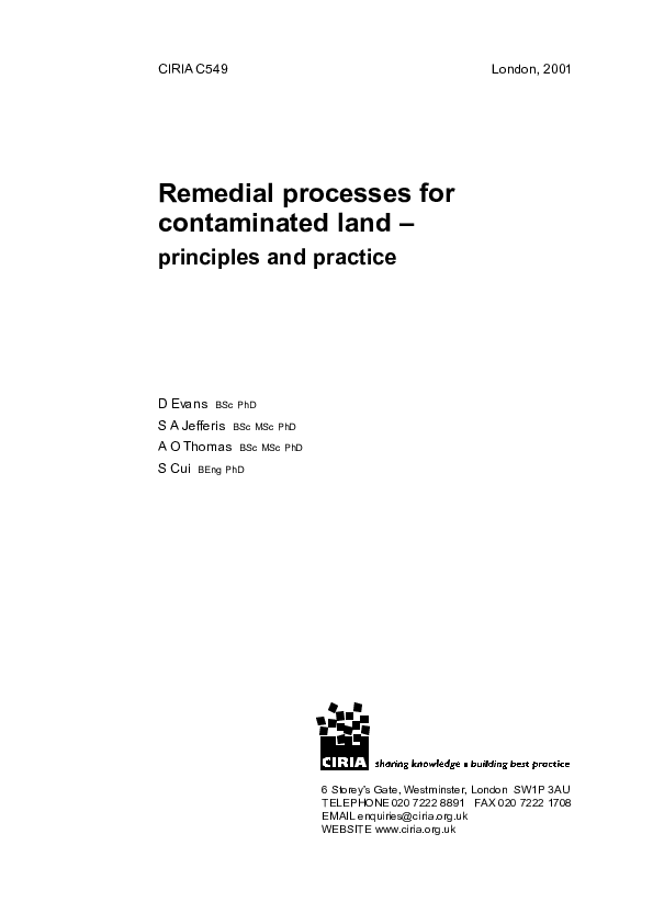 (PDF) Remedial Processes for Contaminated Land-Principles and Practice
