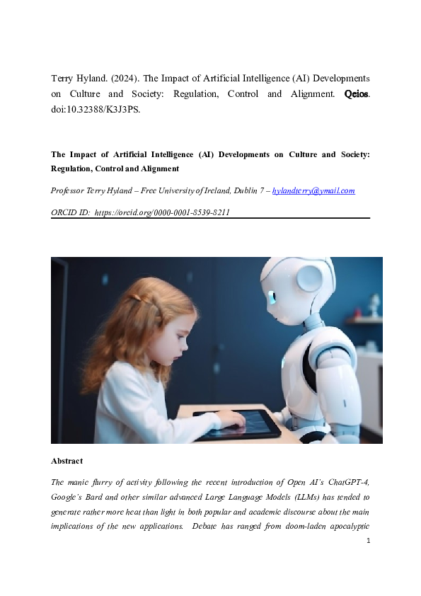 (DOC) The Impact of Artificial Intelligence (AI) Developments on Culture and Society: Regulation ...