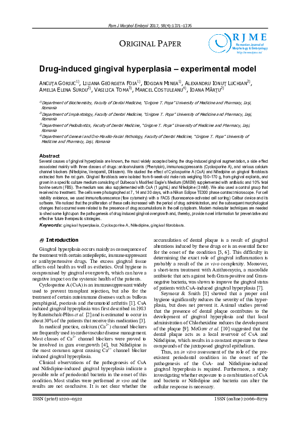 (PDF) Drug-induced gingival hyperplasia - experimental model