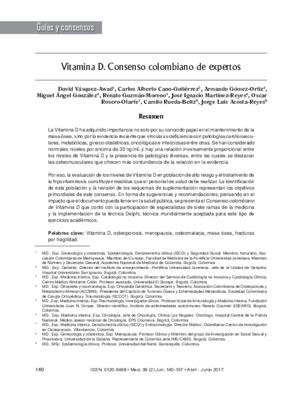 (PDF) Vitamina D. Consenso colombiano de expertos
