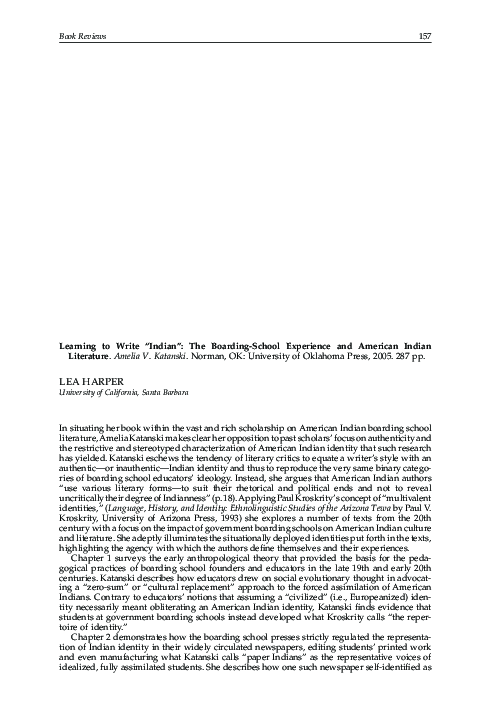 (PDF) Learning to Write "Indian": The Boarding-School Experience and ...