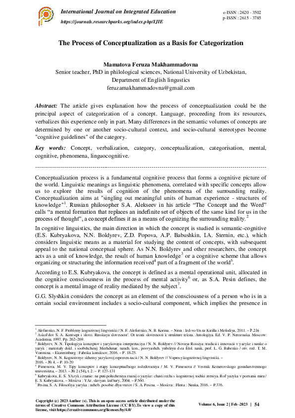 (PDF) The Process of Conceptualization as a Basis for Categorization