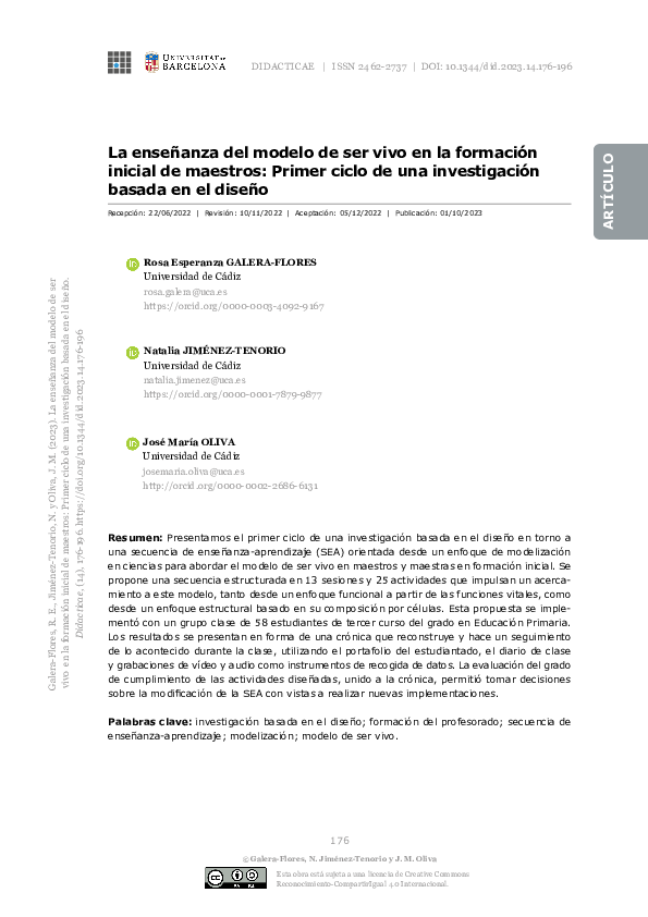 (PDF) enseñanza del modelo de ser vivo en la formación inicial de ...