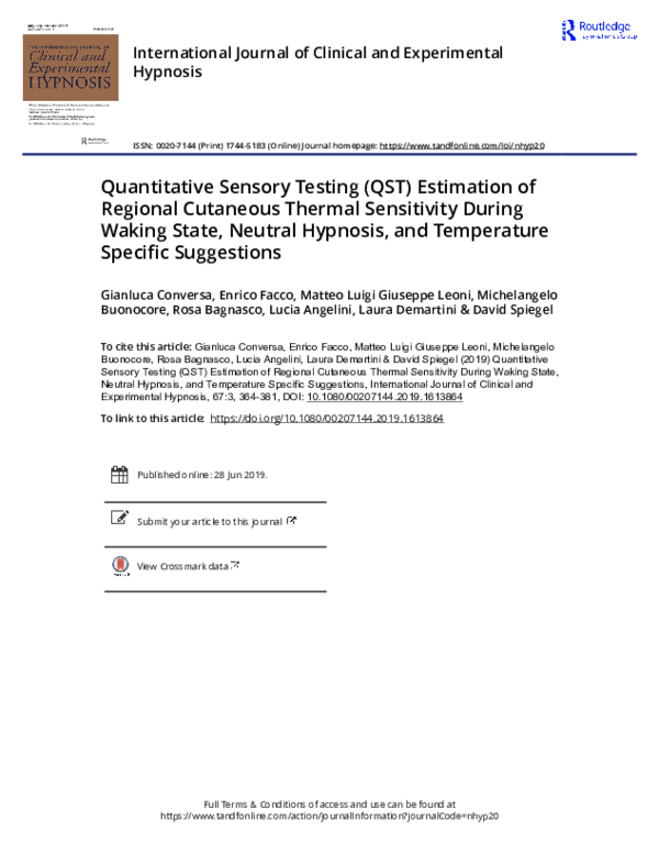 (PDF) Quantitative Sensory Testing (QST) Estimation of Regional ...