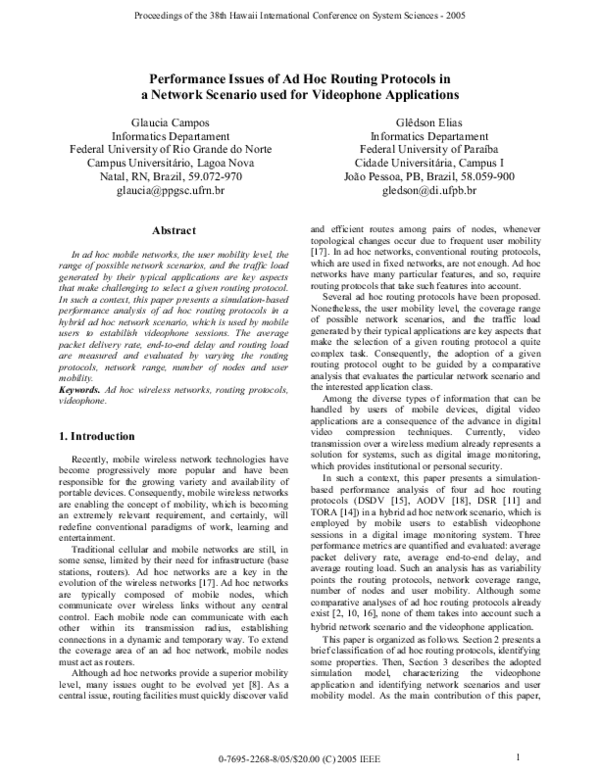 Pdf Performance Issues Of Ad Hoc Routing Protocols In A Network