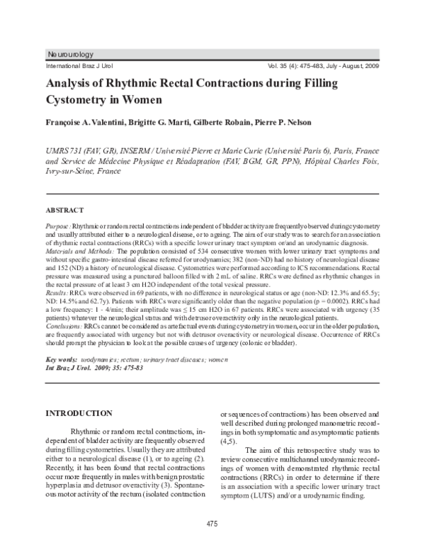 (PDF) Analysis of Rhythmic Rectal Contractions During Filling ...