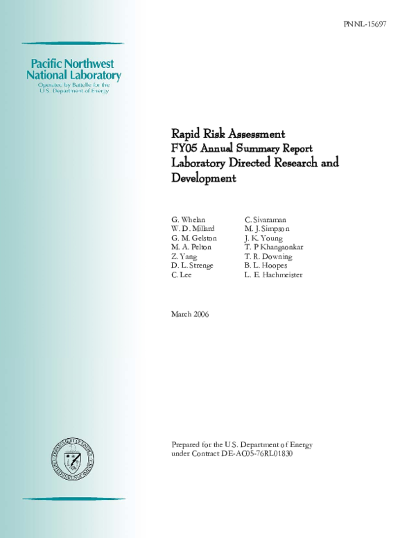 (PDF) Rapid Risk Assessment: FY05 Annual Summary Report | Tarang ...