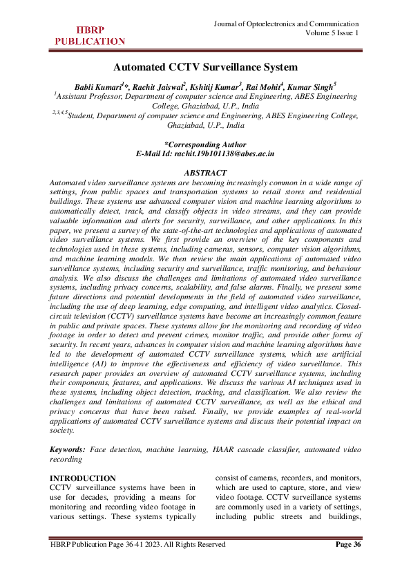 (PDF) Automated CCTV Surveillance System