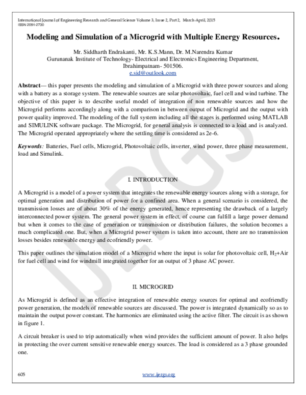 (PDF) Modeling and simulation of a microgrid with multiple energy resources | Raimundo F Sampaio ...