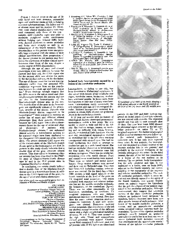 (PDF) Isolated body lateropulsion caused by a lesion of the cerebellar ...