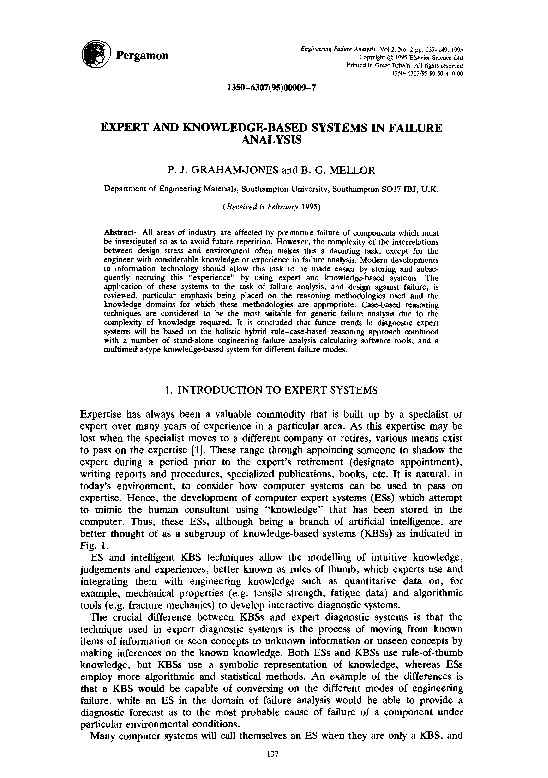 (PDF) Expert and knowledge-based systems in failure analysis