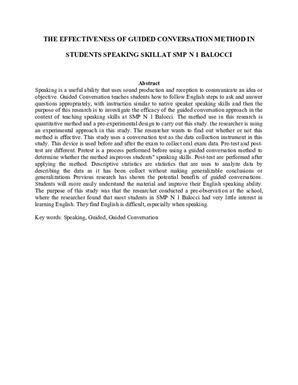 (DOC) THE EFFECTIVENESS OF GUIDED CONVERSATION METHOD IN STUDENTS ...