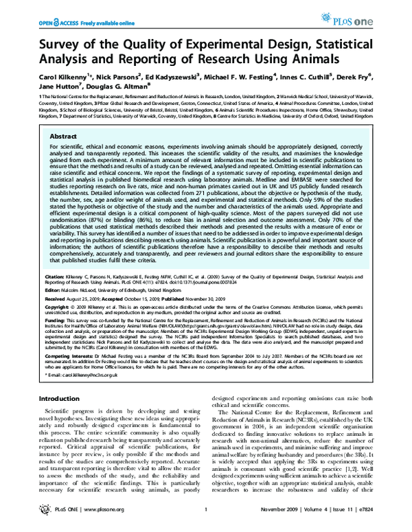 (PDF) Survey of the Quality of Experimental Design, Statistical ...