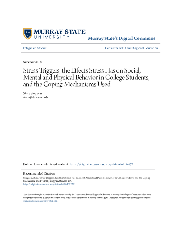 (PDF) Stress Triggers, the Effects Stress Has on Social, Mental and ...