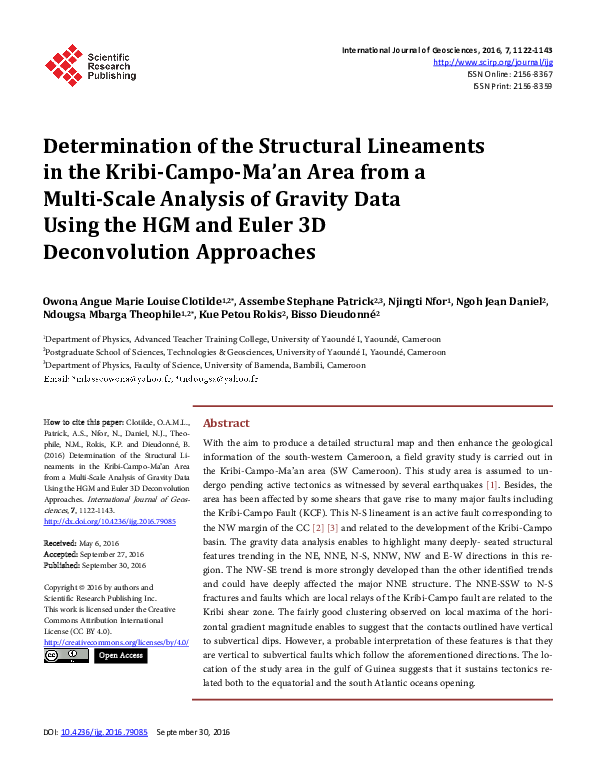 (PDF) Determination of the Structural Lineaments in the Kribi-Campo-Ma’an Area from a Multi ...