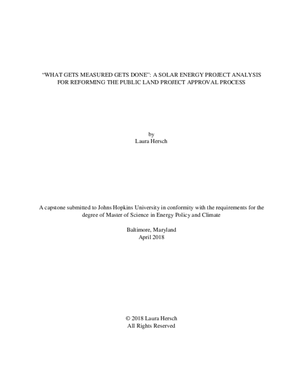 (PDF) What Gets Measured Gets Done": A Solar Energy Project Analysis ...