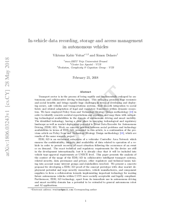(PDF) In-vehicle data recording, storage and access management in ...