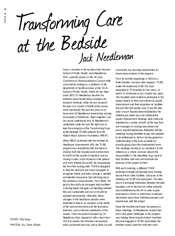 (PDF) Transforming Care at the Bedside