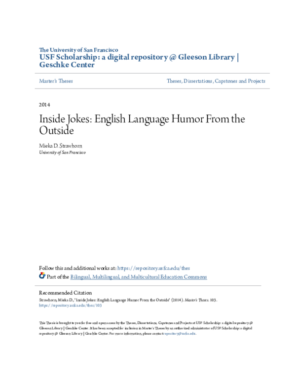 (PDF) Inside Jokes: English Language Humor From the Outside