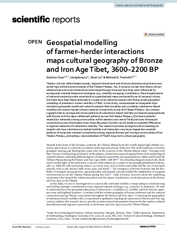 (PDF) Geospatial modelling of farmer–herder interactions maps cultural geography of Bronze and ...